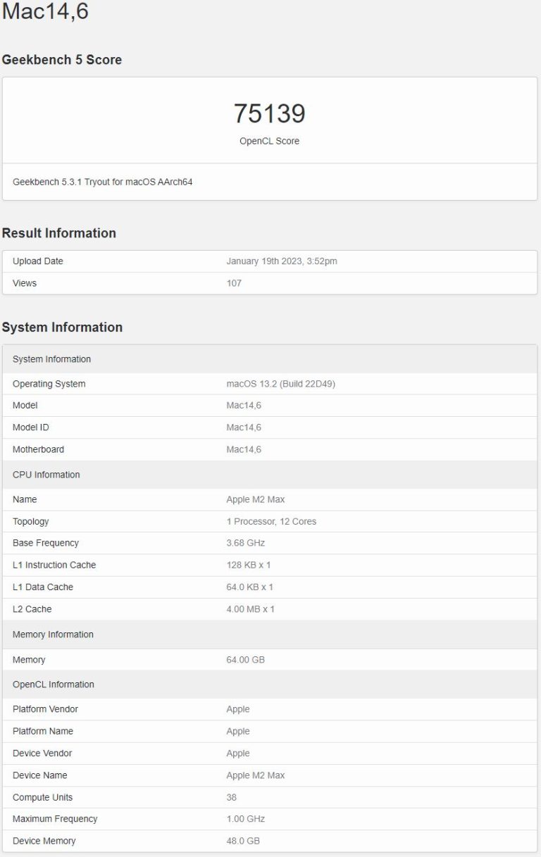 Apple M2 Max with 38-core GPU scores roughly the same as the M1 Ultra ...