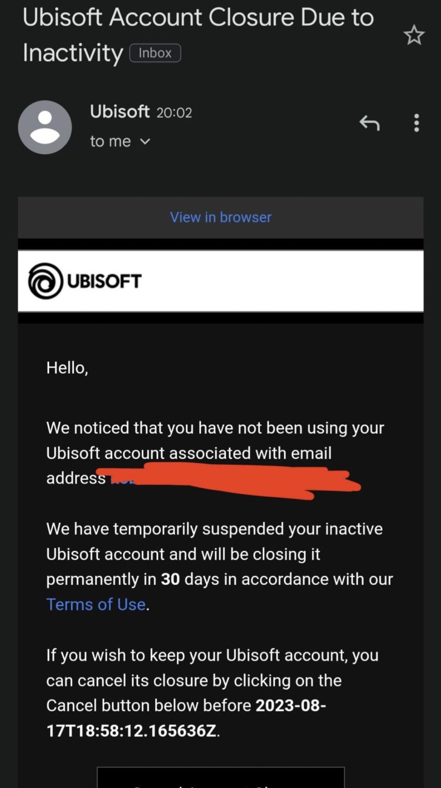 Ubisoft will delete your account and games if you forget to sign in for ...