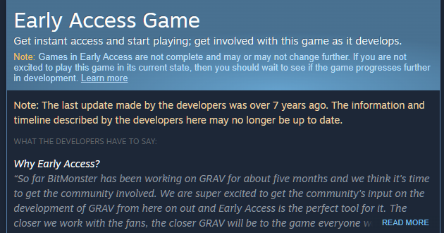 Steam now warns customers when an Early Access game has been abandoned ...